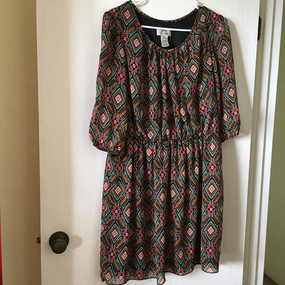 Sweet Storm | Dresses | Sweet Storm 34 Sleeve Southwestern Print Dress ...